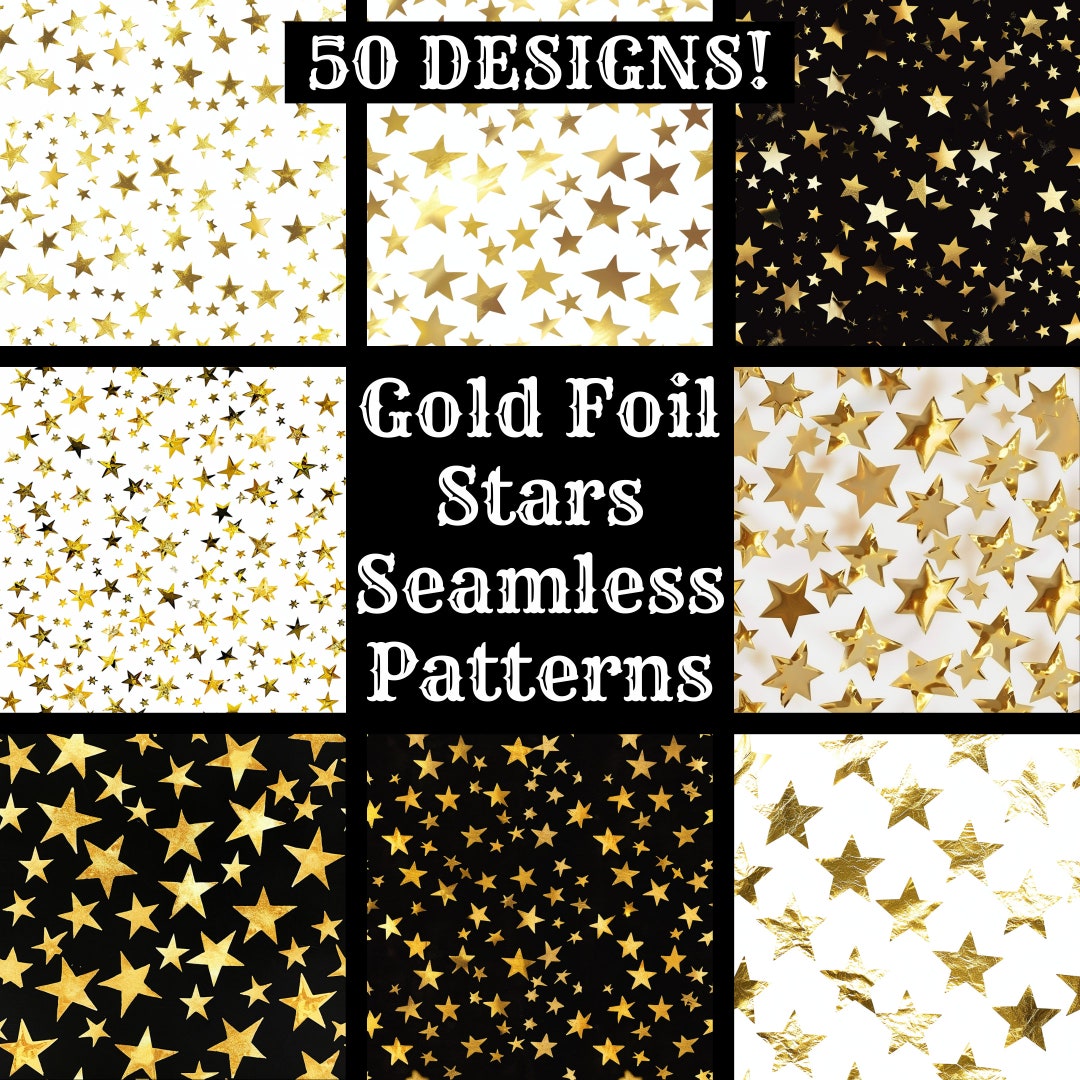 Gold Foil Stars Seamless Digital Paper, Printable Scrapbook Paper ...