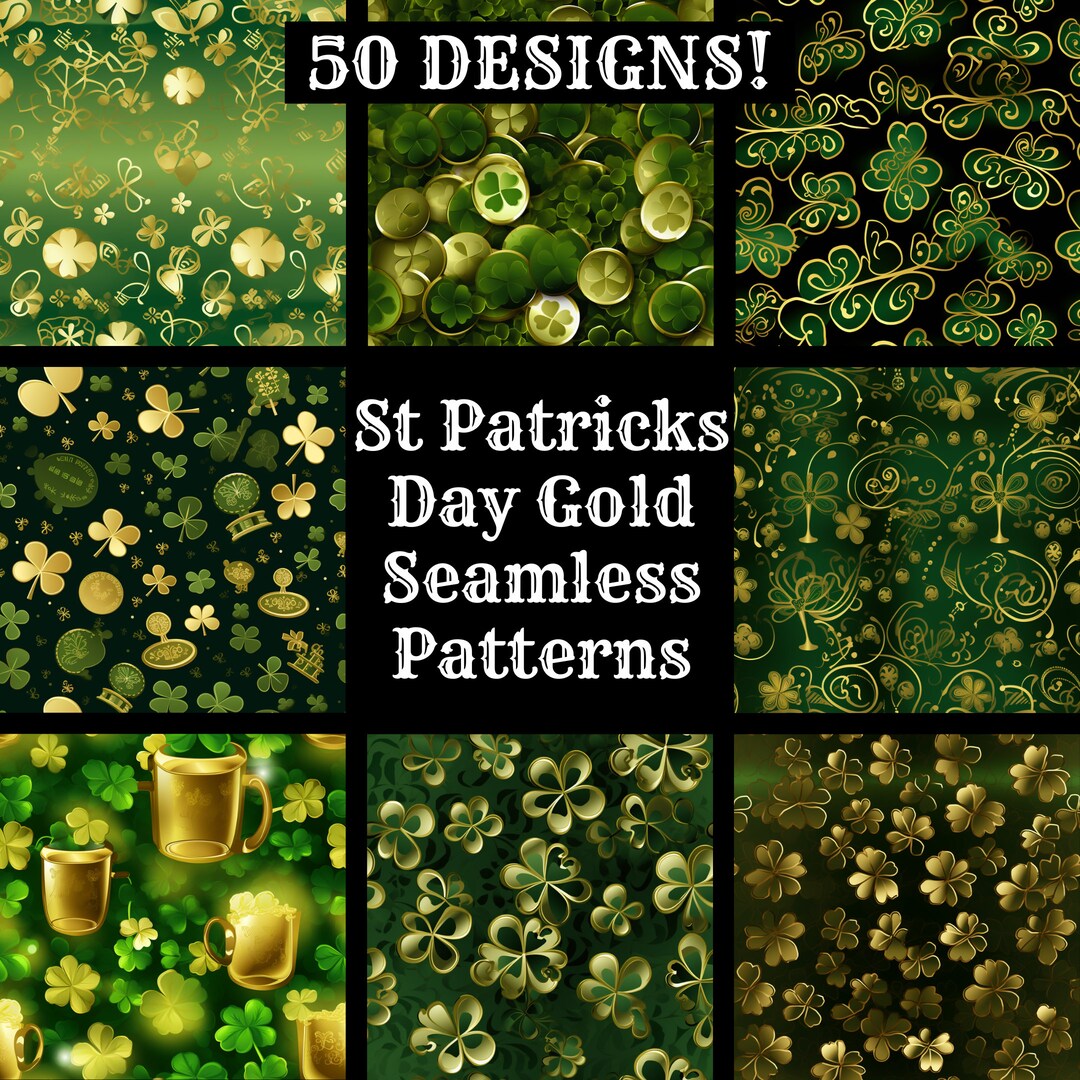 St Patricks Day Gold Seamless Digital Paper, Printable Scrapbook Paper ...