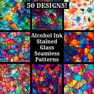 Alcohol Ink Stained Glass Seamless Digital Paper, Printable Scrapbook ...