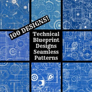 Technical Blueprint Seamless Pattern: Printable Digital Paper (digital ...