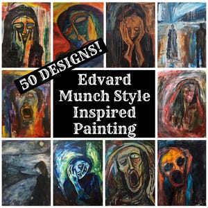 Edvard Munch Style Inspired Painting Journal Paper, Edvard Munch ...
