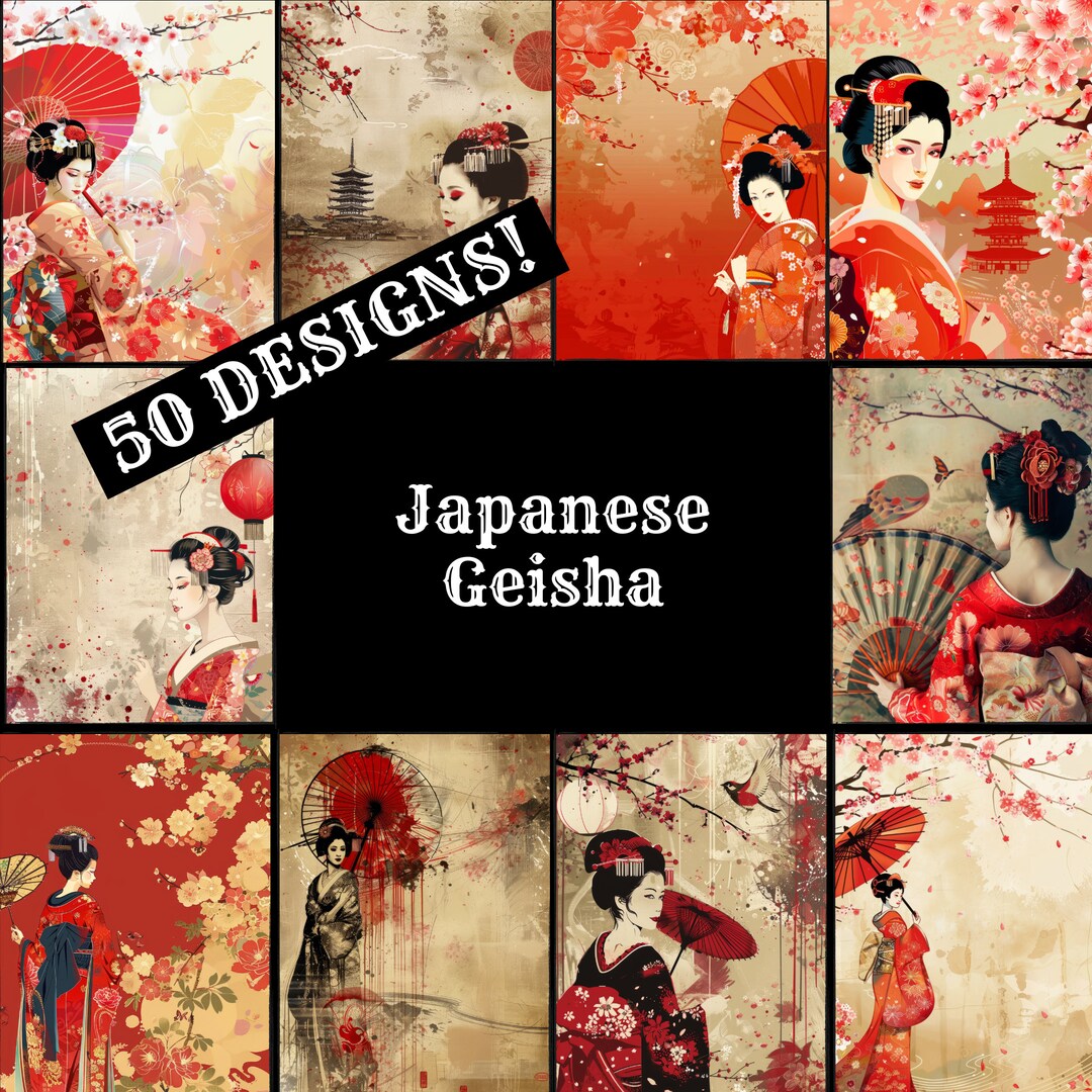 Japanese Geisha Journal Paper, Japanese Geisha Printable Paper, Vintage ...