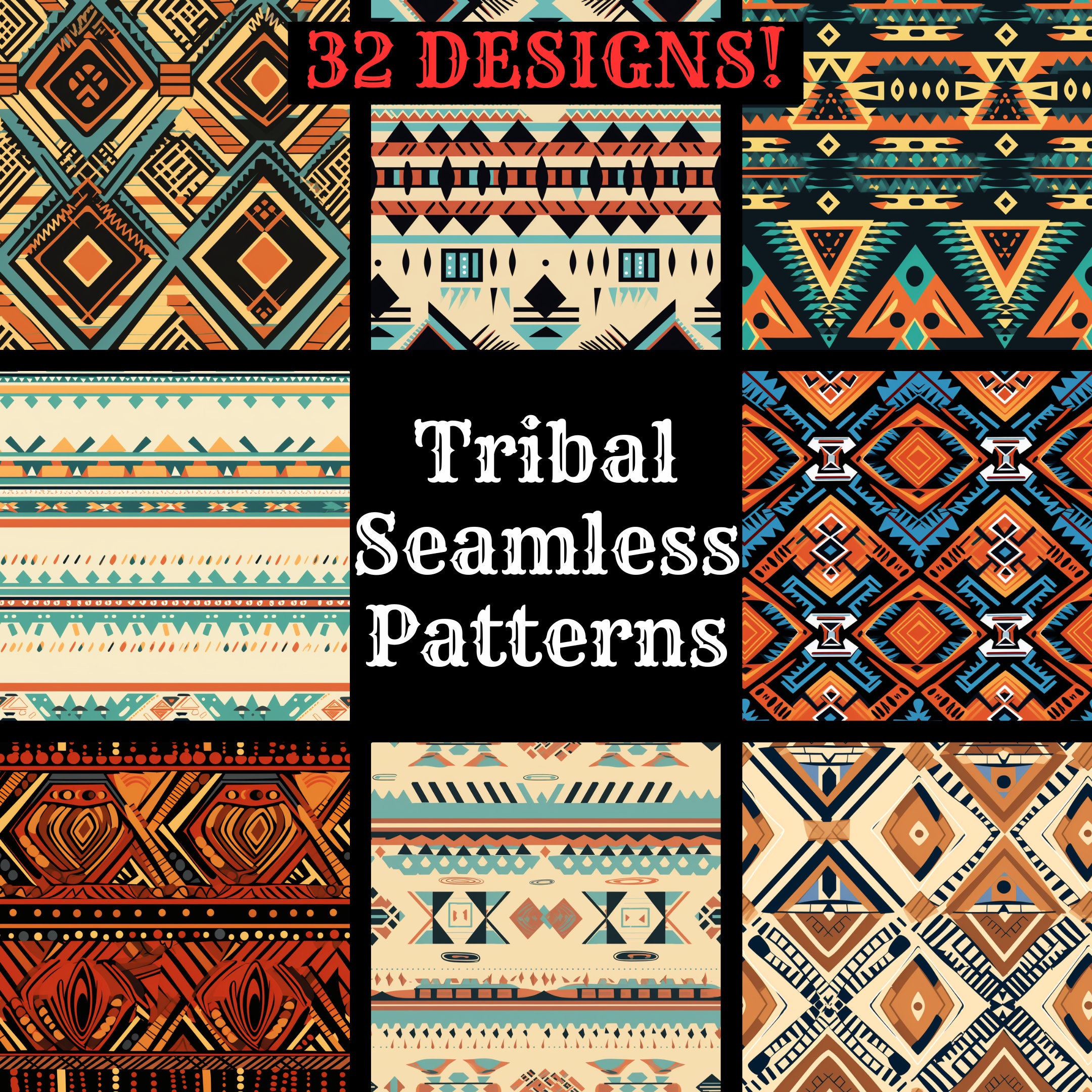 Tribal Seamless Digital Paper, Printable Scrapbook Paper Seamless ...