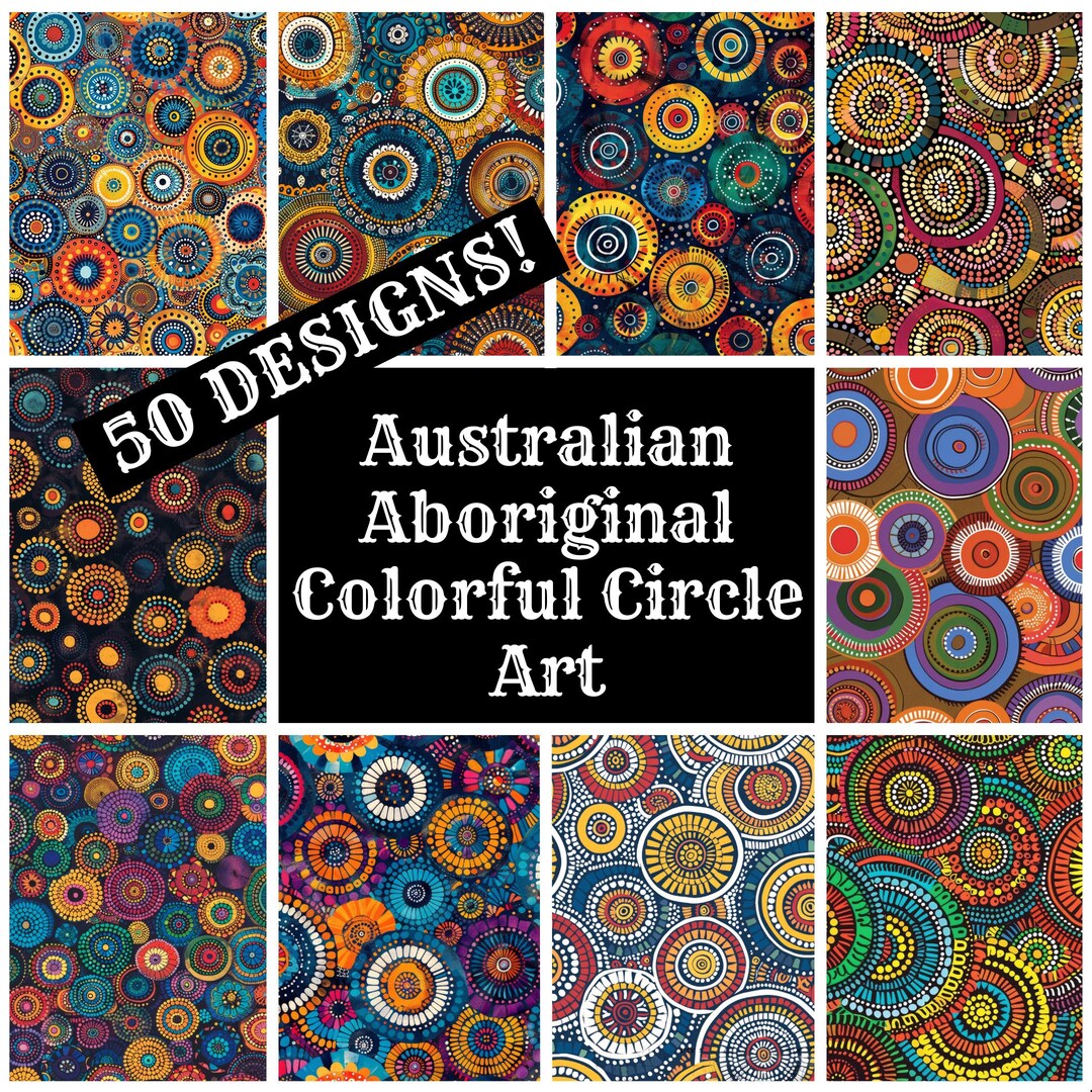 Australian Aboriginal Art Journal Paper: Colorful Circle Designs ...