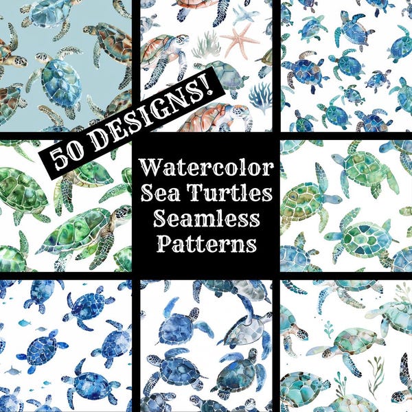 Seamless Sea Turtle Pattern - Etsy