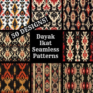 Dayak Ikat Seamless Digital Paper, Dayak Ikat Printable Scrapbook Paper ...