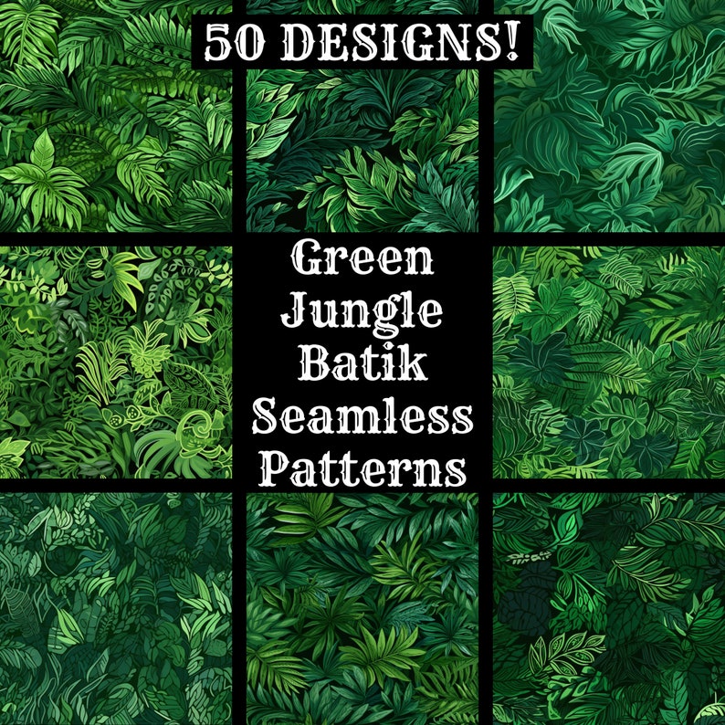 Green Jungle Batik Seamless Digital Paper Printable Scrapbook Paper ...