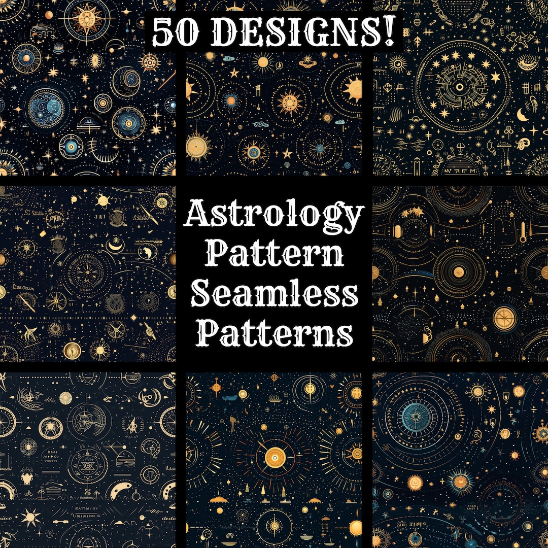 Astrology Pattern Seamless Digital Paper, Printable Scrapbook Paper ...