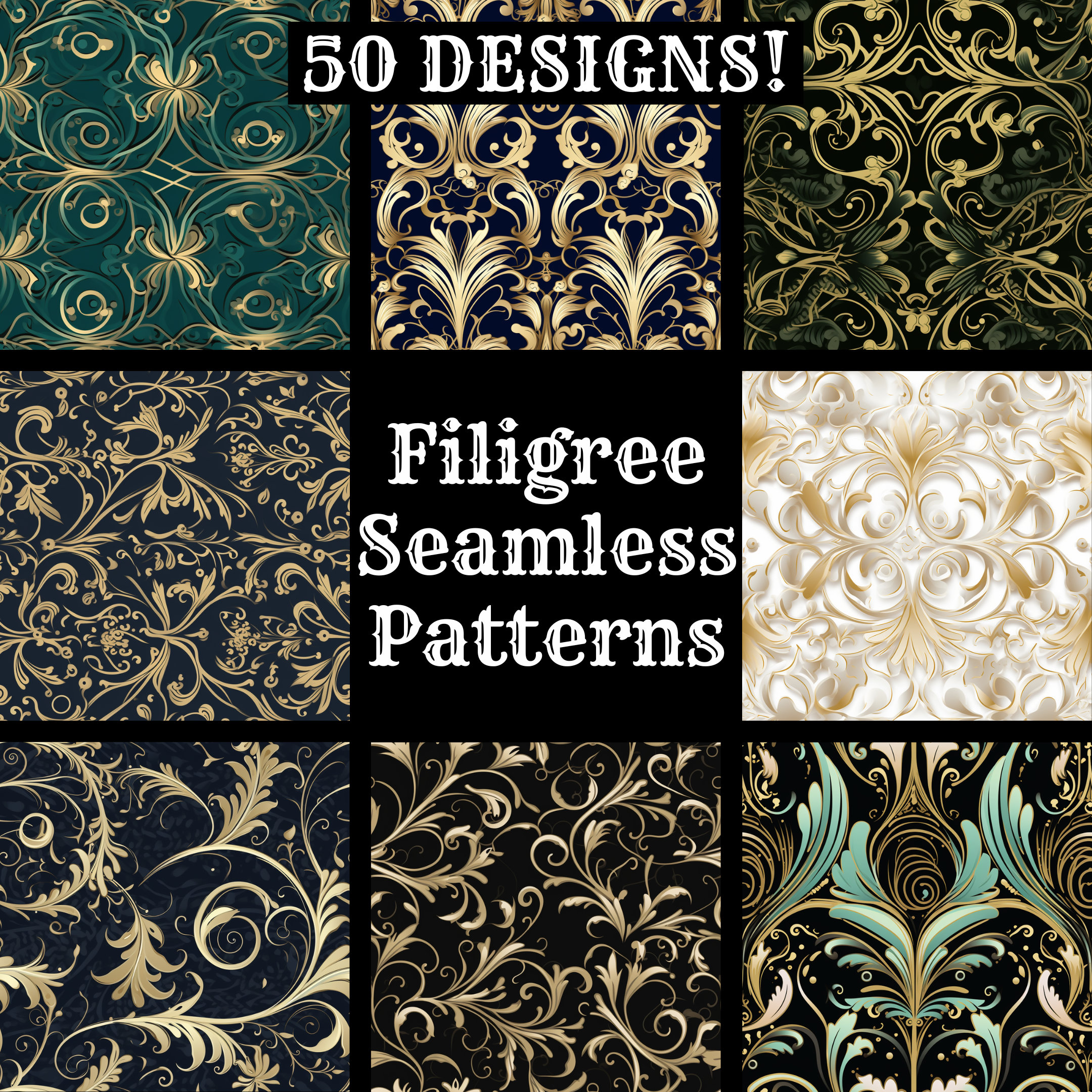 Filigree Seamless Digital Paper, Printable Scrapbook Paper Seamless ...