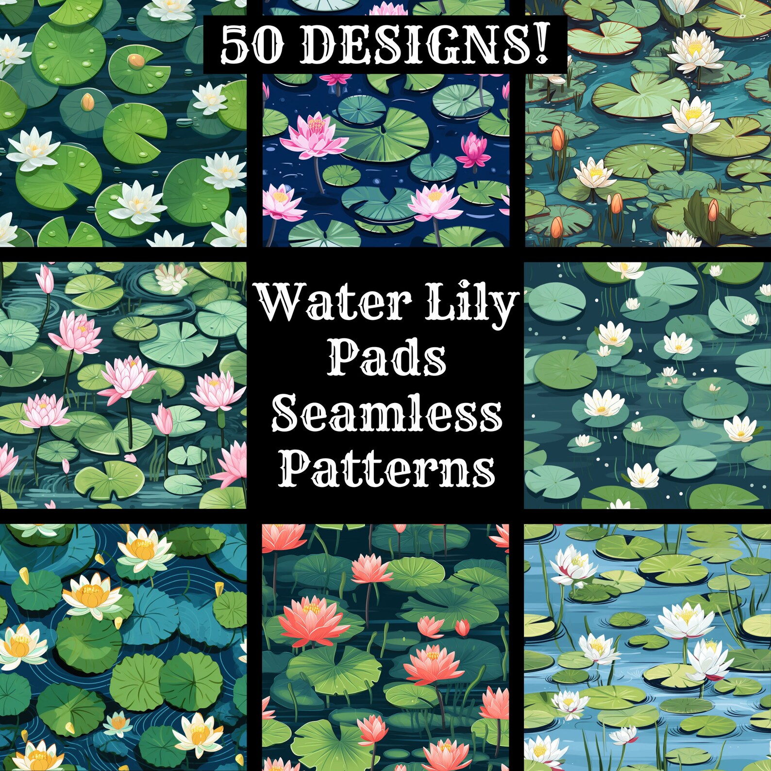 Water Lily Pads Seamless Pattern: Scrapbook Paper (digital Download) - Etsy