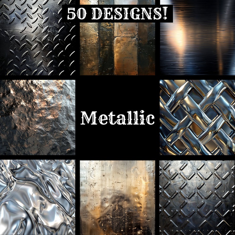 Metallic Digital Paper: High-resolution Scrapbook Backgrounds (PNG ...