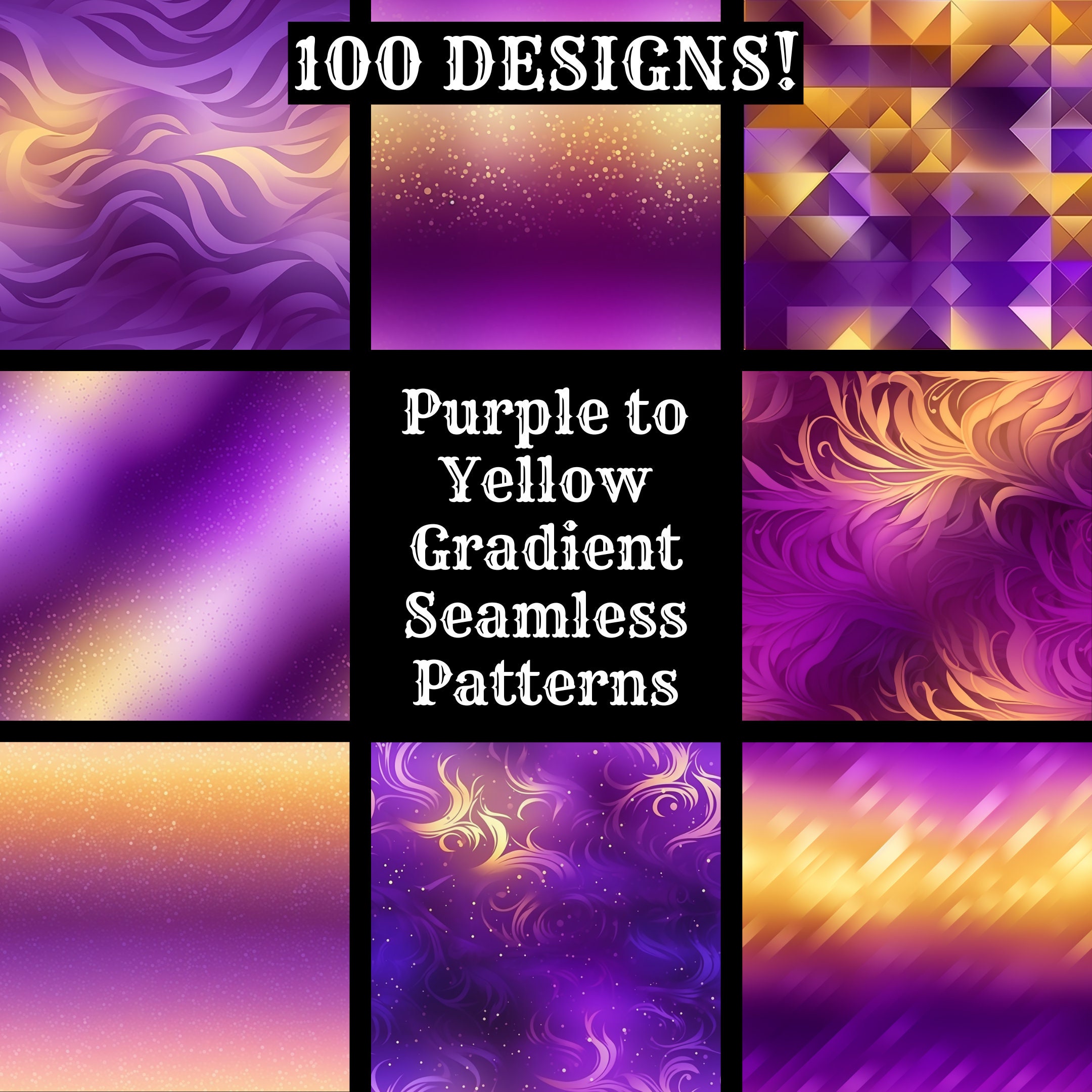 Purple to Yellow Gradient Seamless Digital Paper, Printable Scrapbook ...