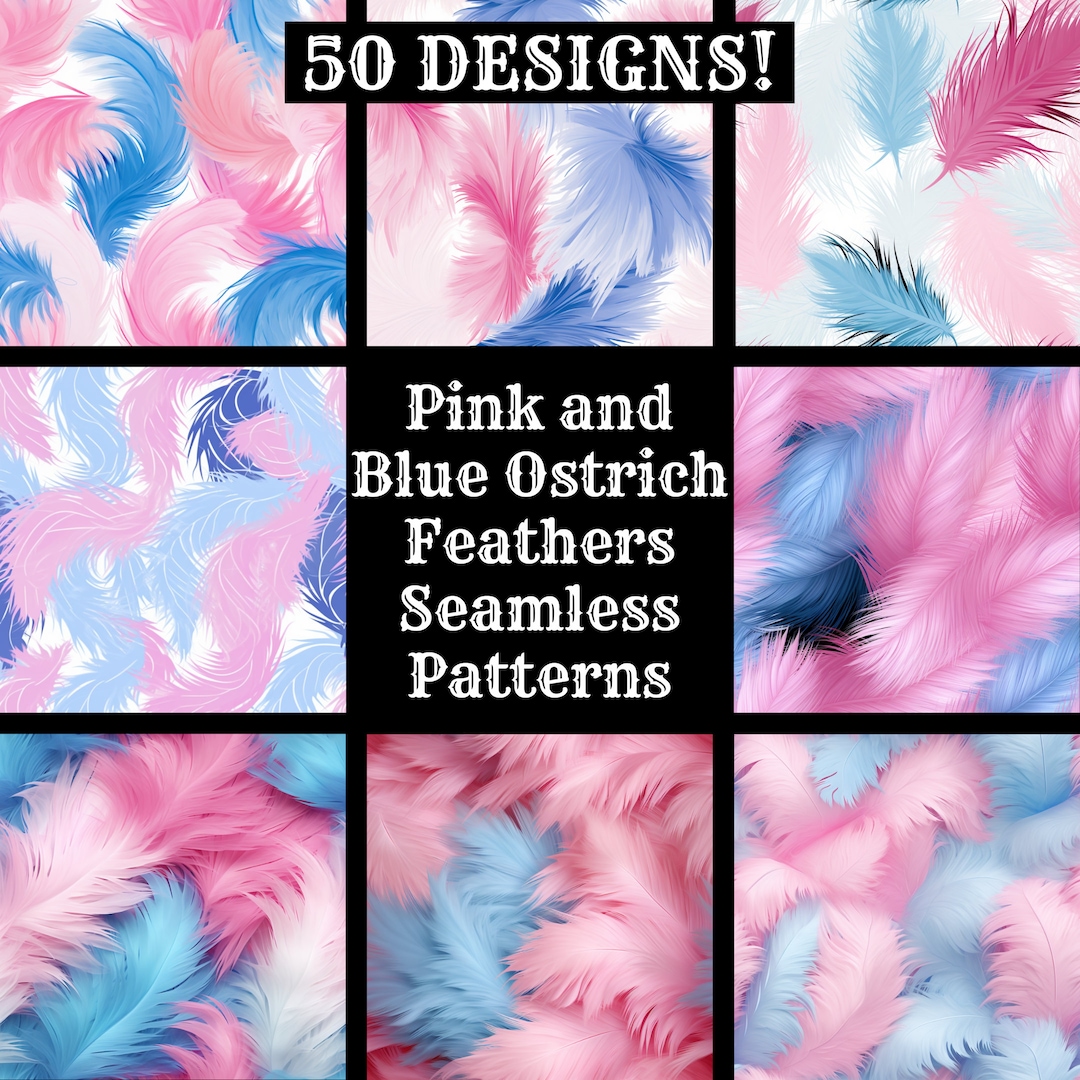 Pink & Blue Ostrich Feather Seamless Pattern (digital Download) - Etsy