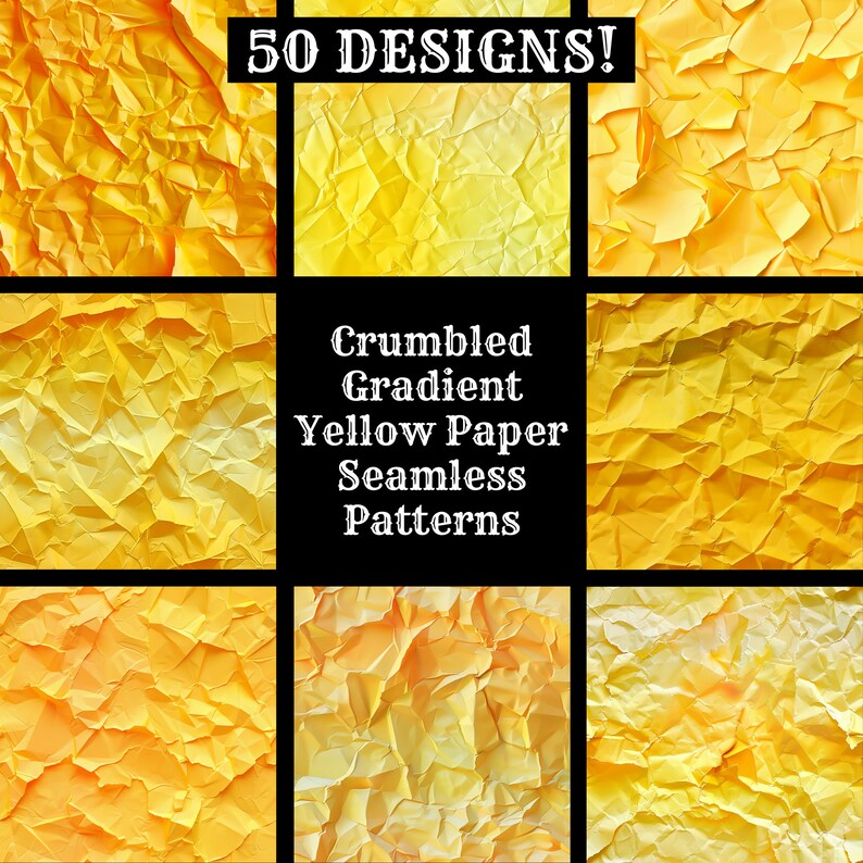 Crumbled Gradient Yellow Paper Seamless Digital Paper, Crumbled Yellow ...
