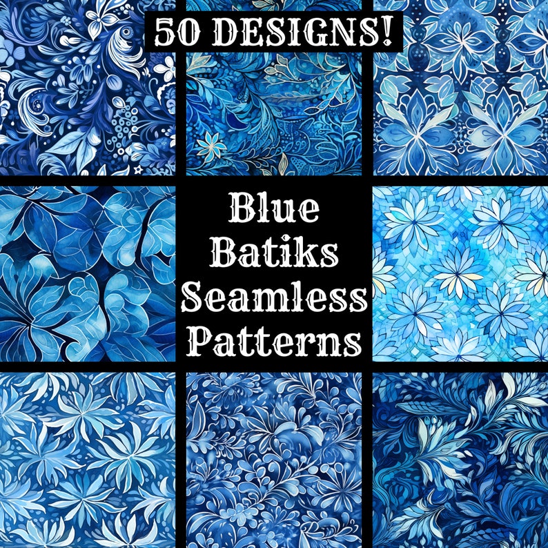 Blue Batiks Seamless Digital Paper, Printable Scrapbook Paper Seamless ...