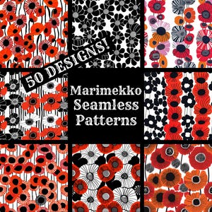 Marimekko Seamless Pattern: Floral Digital Paper (digital Download) - Etsy