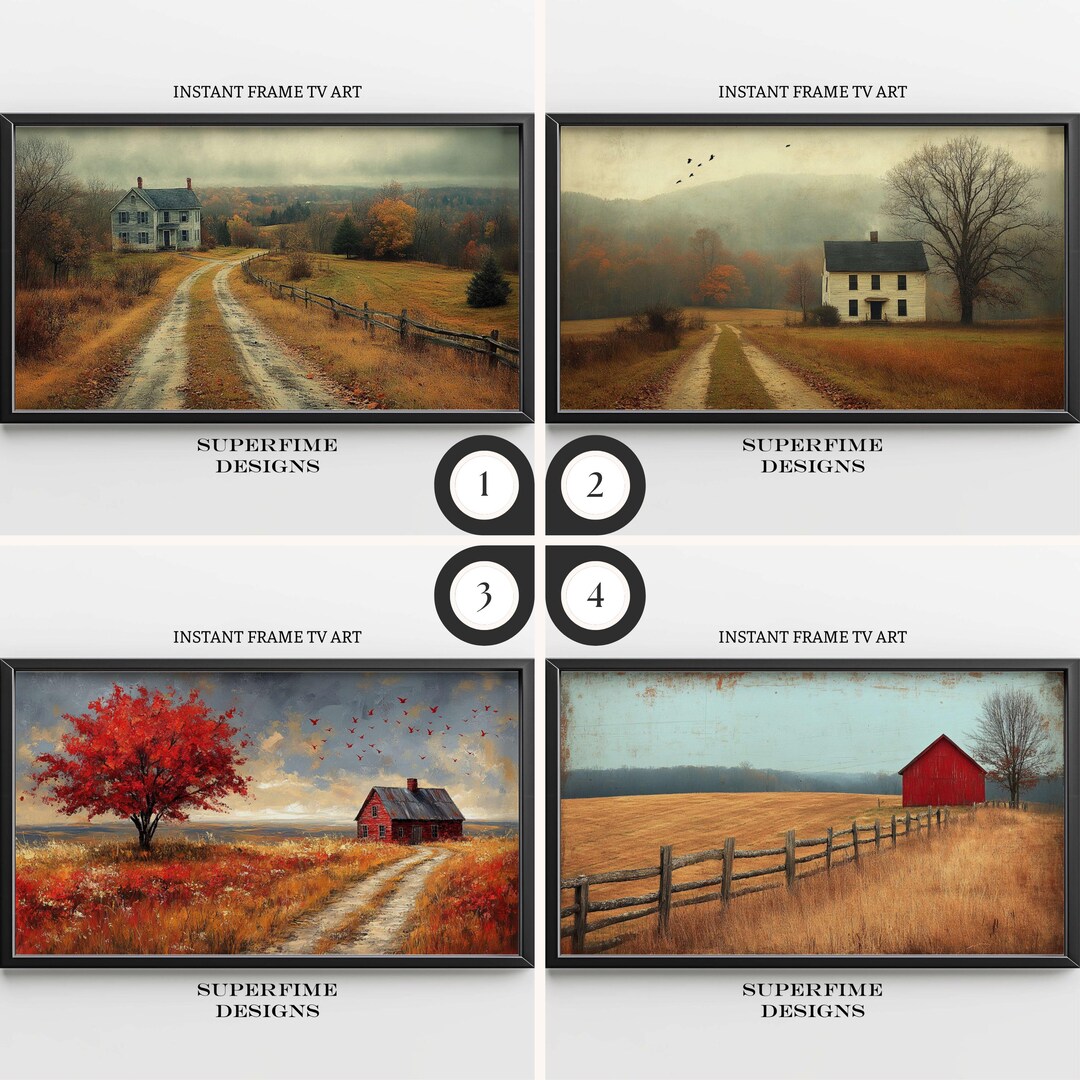 Country Farmhouse Scenery Frame TV Art, Country Farmhouse Scenery TV ...