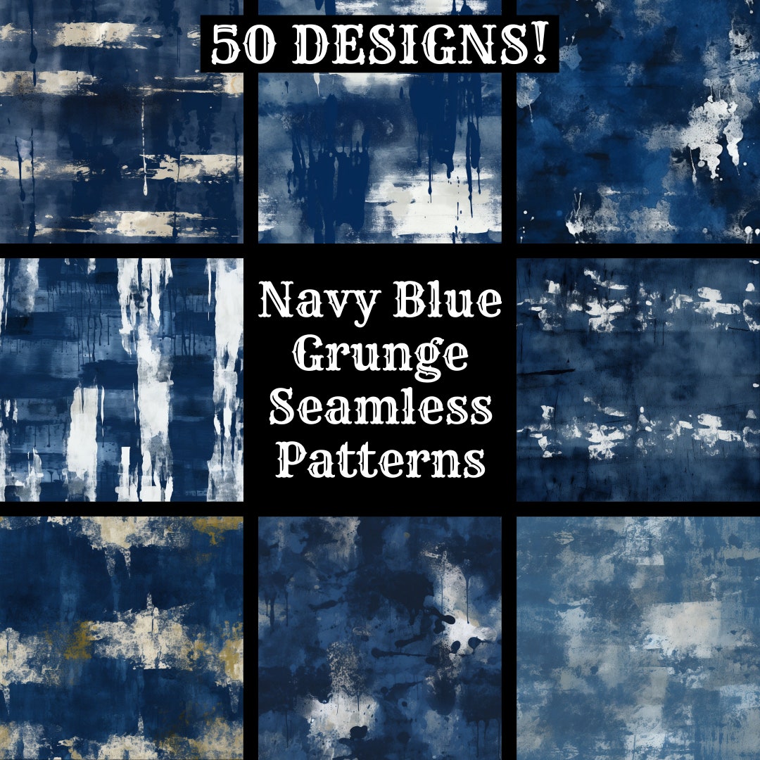 Navy Blue Grunge Seamless Digital Paper, Printable Scrapbook Paper ...