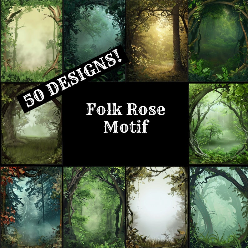 Forest Frame Journal Paper, Forest Frame Printable Paper, Vintage ...