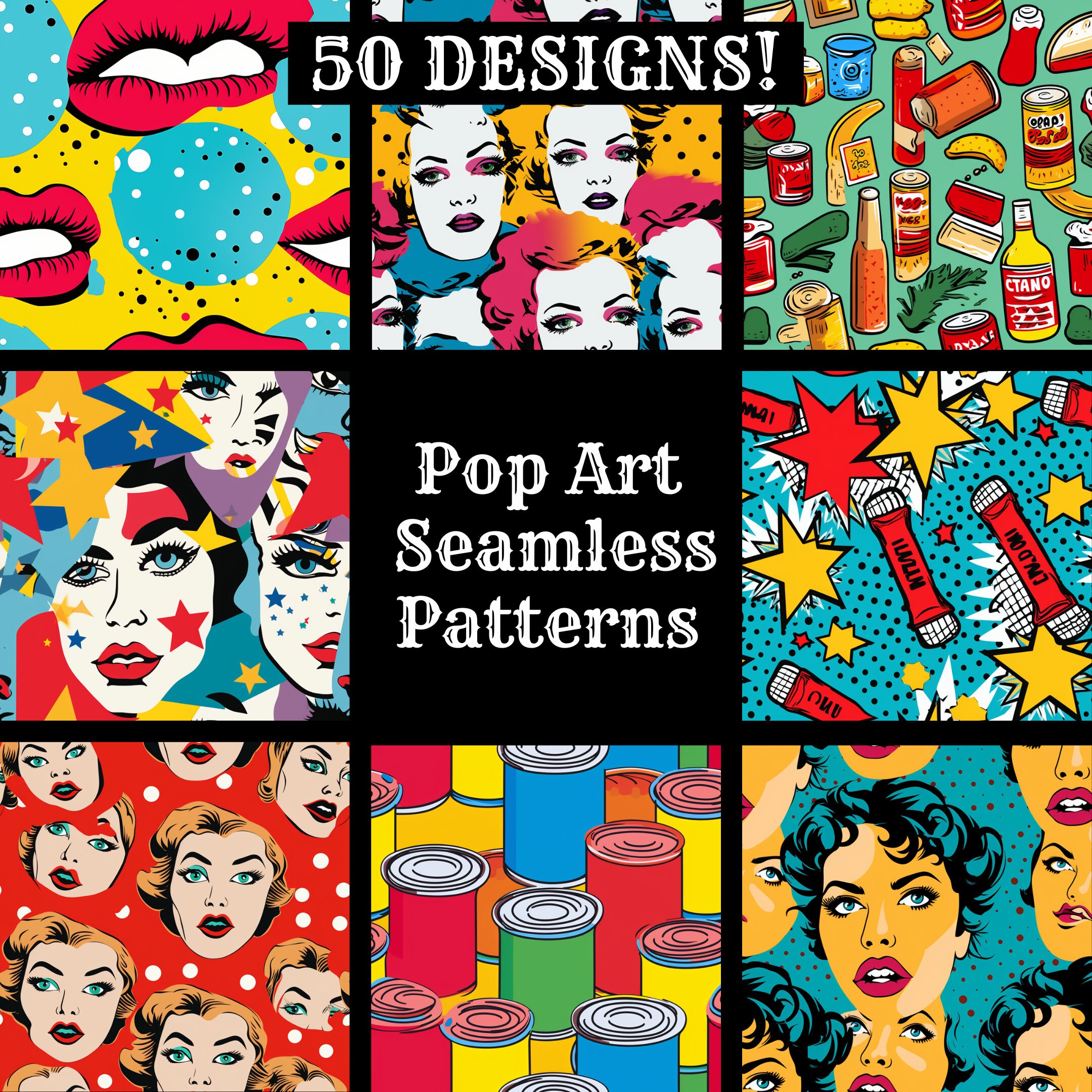 Pop Art Seamless Digital Paper, Printable Scrapbook Paper Seamless ...