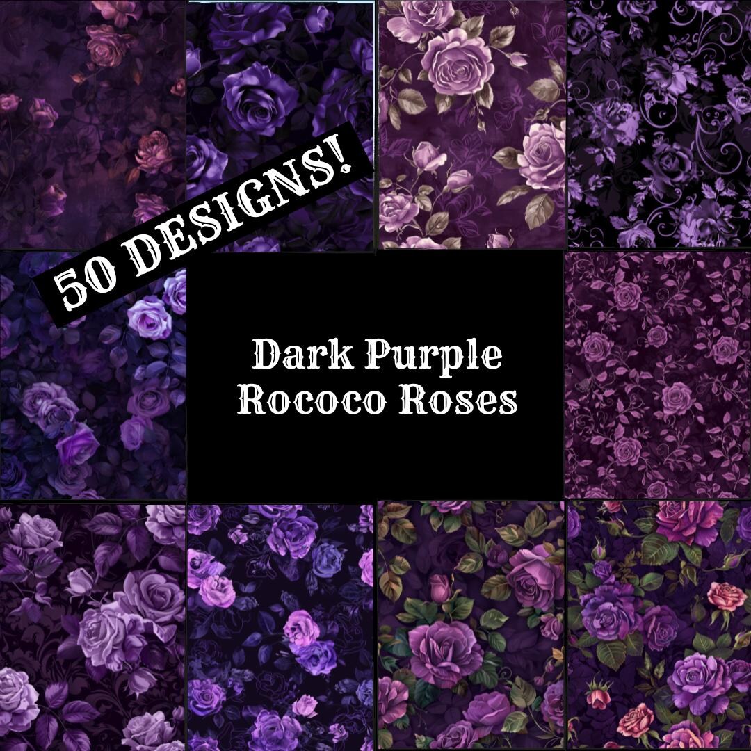 Dark Purple Rococo Roses Journal Paper, Dark Purple Rococo Roses ...