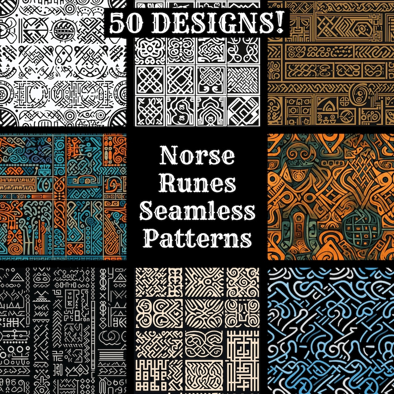 Norse Runes Seamless Digital Paper, Printable Scrapbook Paper Seamless ...