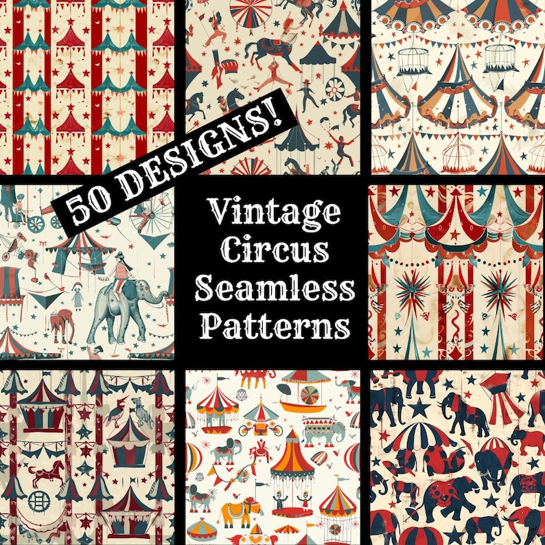 Vintage Circus Seamless Paper: 50 PNG Textures (digital Download) - Etsy