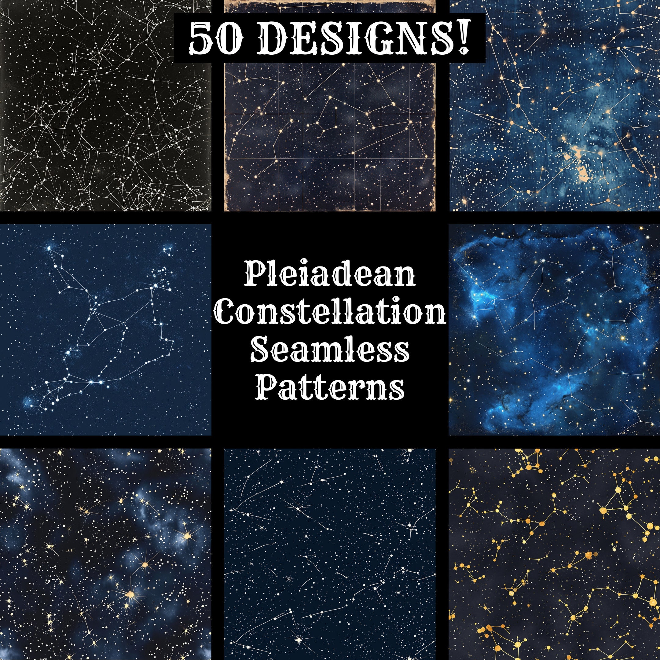 Pleiadean Constellation Seamless Digital Paper, Printable Scrapbook ...