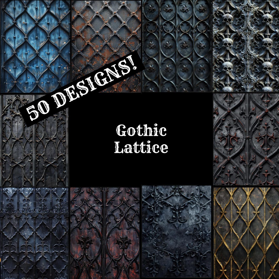 Gothic Lattice Journal Paper: 50 Printable Scrapbook Designs (digital ...