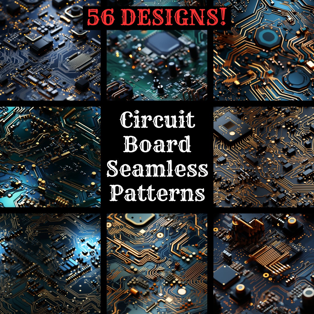 Circuit Board Seamless Digital Paper, Printable Scrapbook Paper ...