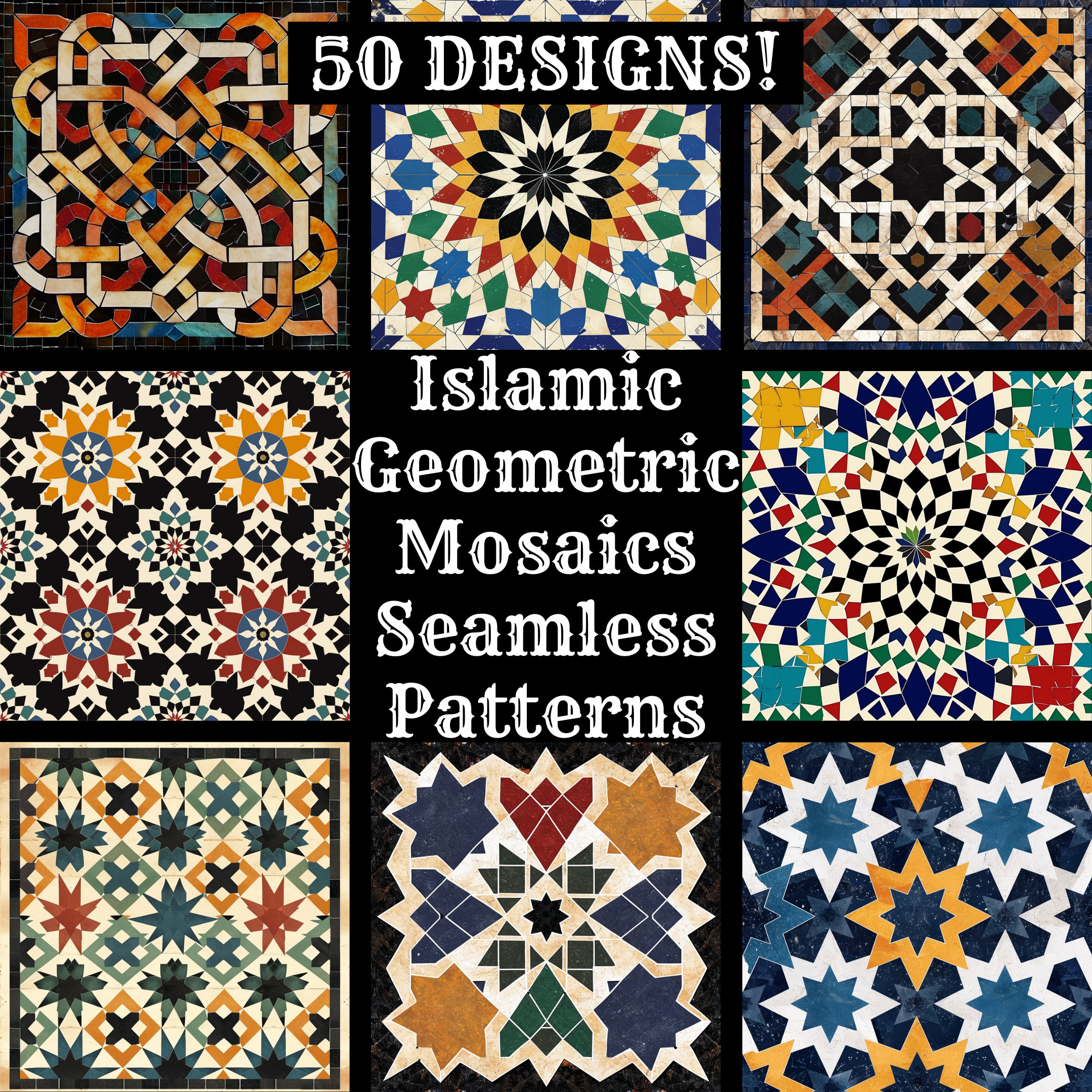 Islamic Geometric Mosaics Seamless Digital Paper - Etsy