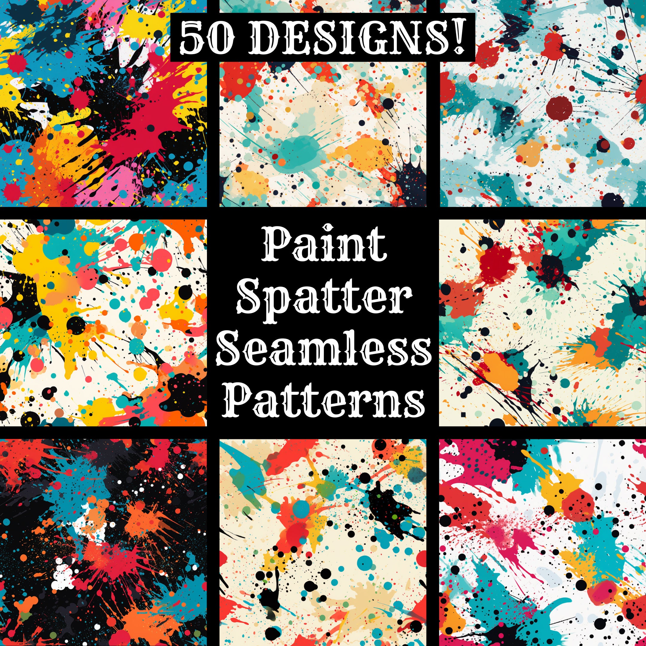 Paint Spatter Seamless Digital Paper, Printable Scrapbook Paper ...