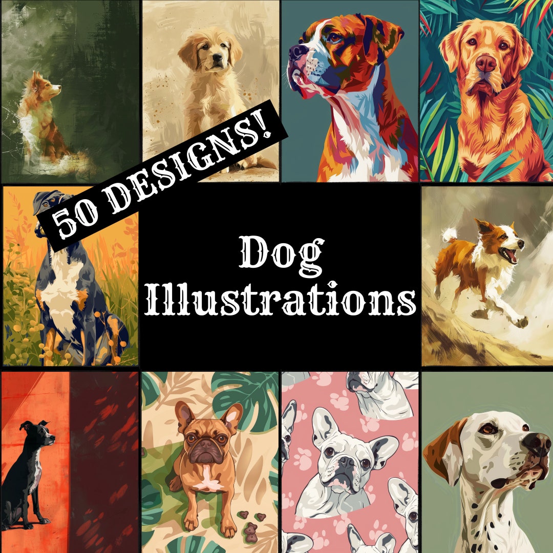 Dog Illustrations Journal Paper, Dog Illustrations Printable Paper ...