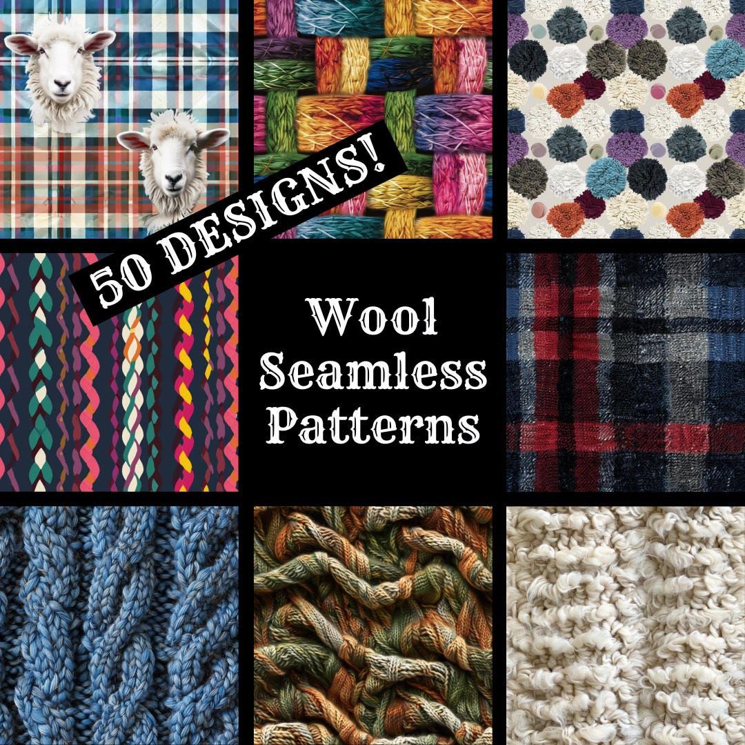 Wool Seamless Pattern: Printable Scrapbook Paper Textures (digital ...