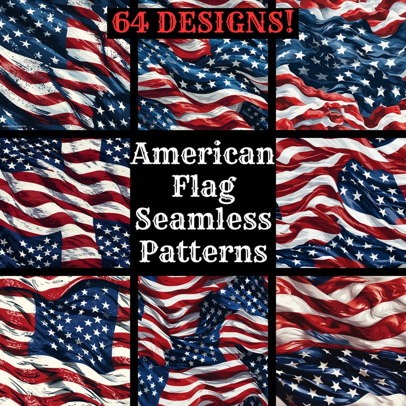 American Flag Seamless Pattern: Patriotic Digital Paper (PNG, 300 Dpi ...