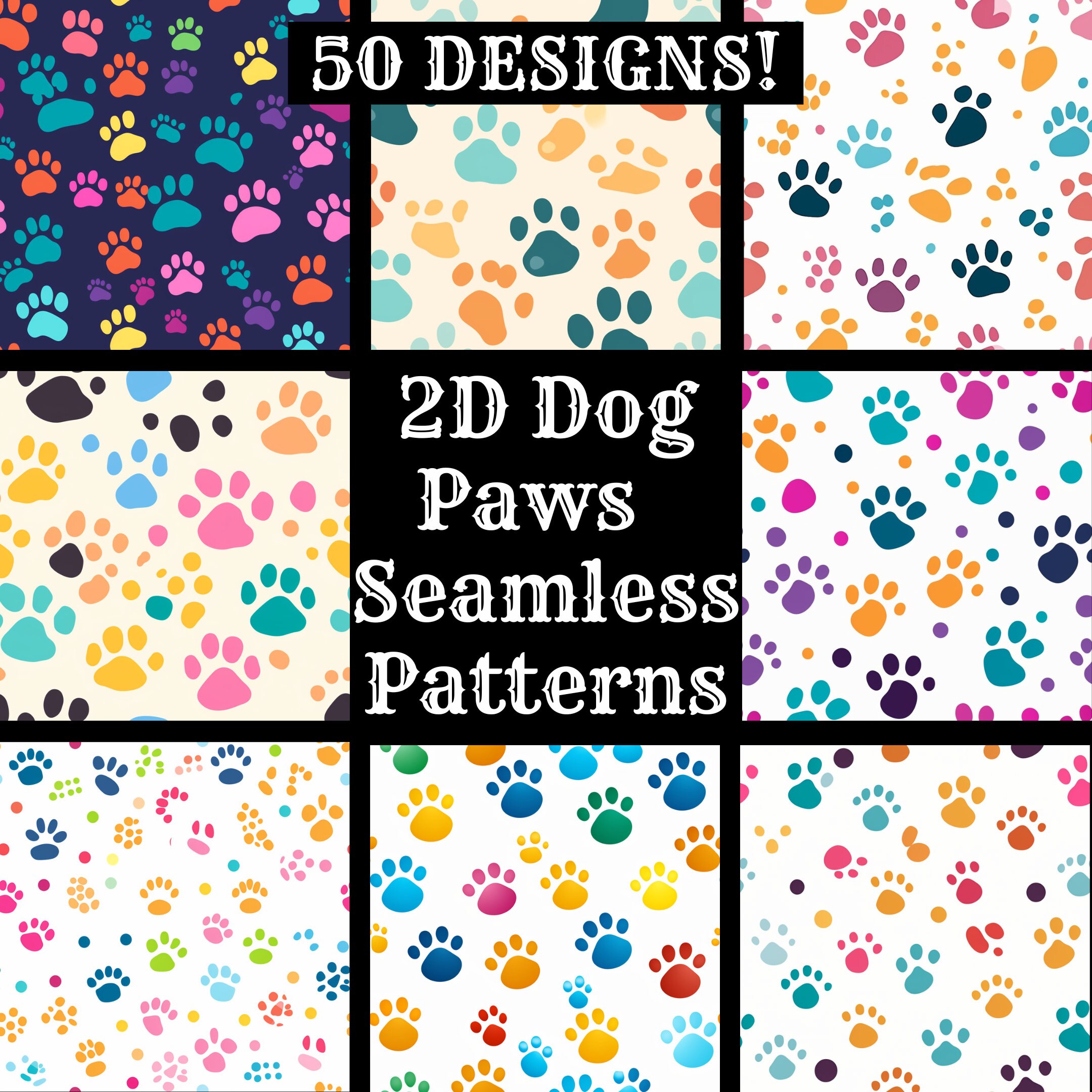 Dog Paws Seamless Pattern: 2D Digital Paper (digital Download) - Etsy