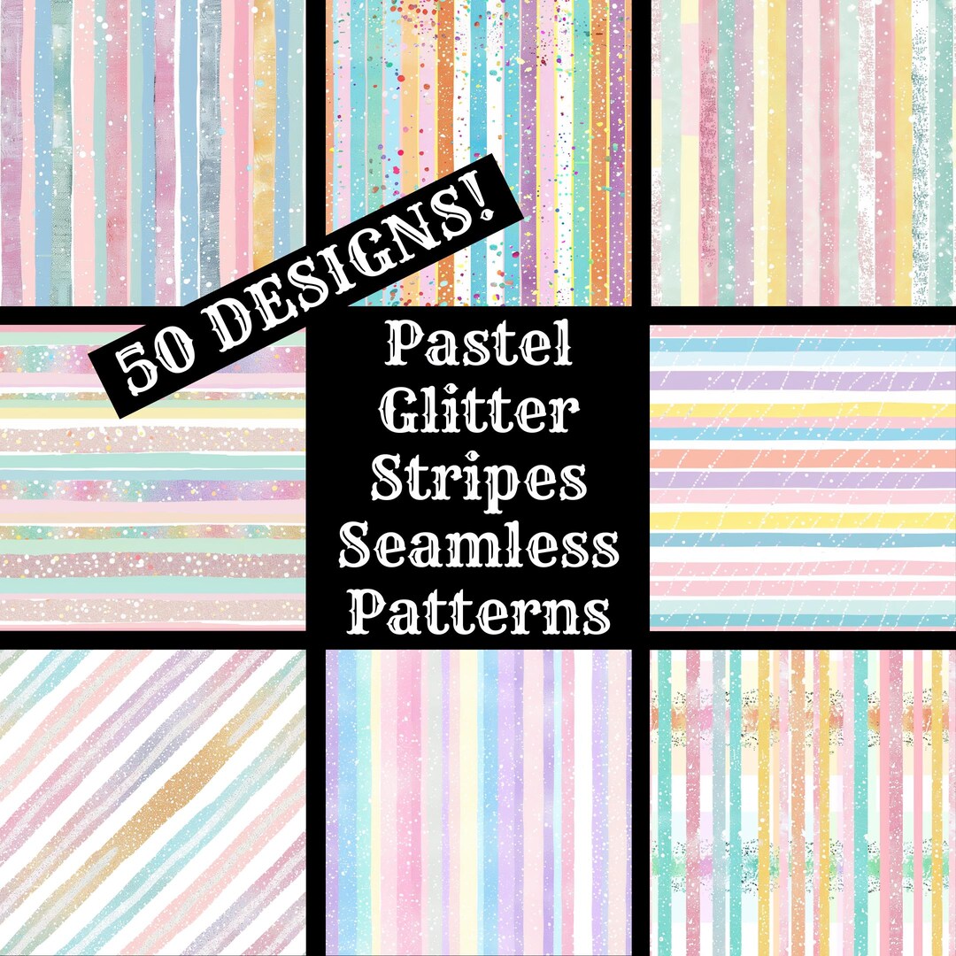 Pastel Glitter Stripes Seamless Patterns: Scrapbook Paper (digital ...