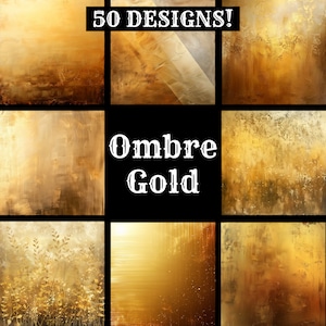 Ombre Gold Paper, Ombre Gold Printable Paper, Vintage Ombre Gold, Ombre ...