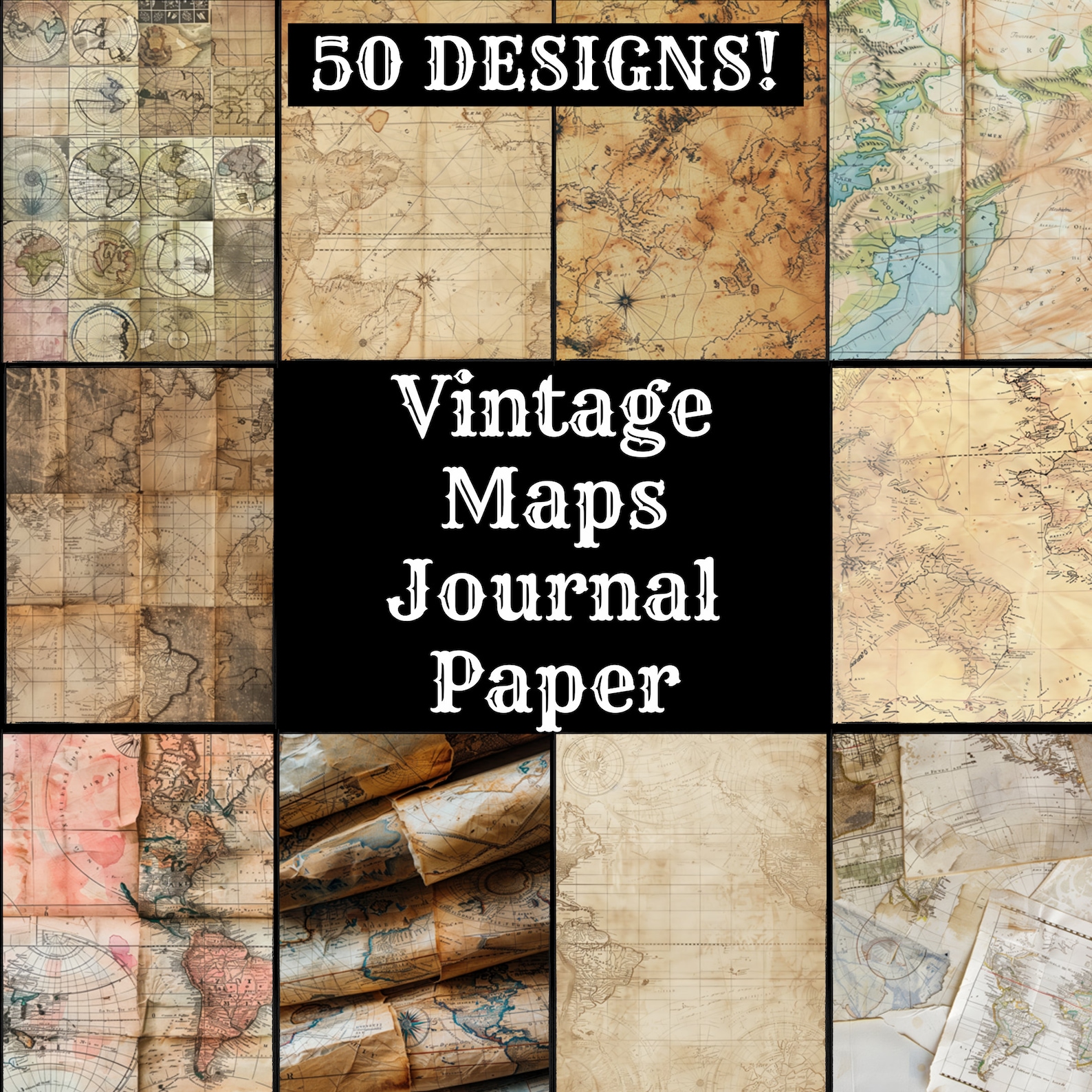 Vintage Maps Journal Paper, Vintage Maps Printable Paper, Vintage ...
