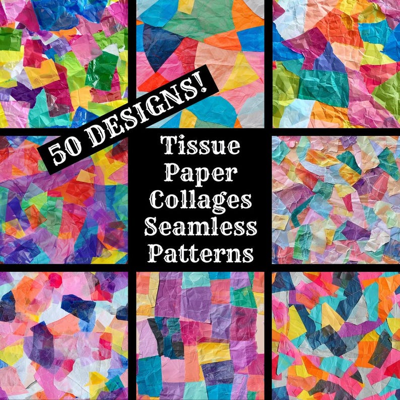 Tissue Paper Collage Patterns: 50 Seamless Designs (digital Download ...