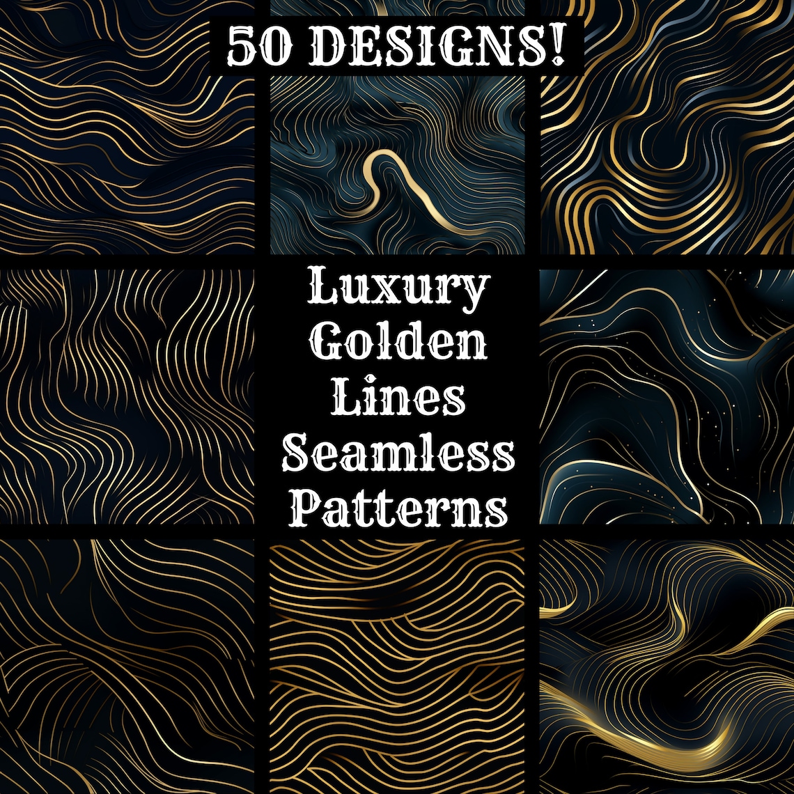 Luxury Golden Lines Seamless Digital Paper, Printable Scrapbook Paper ...