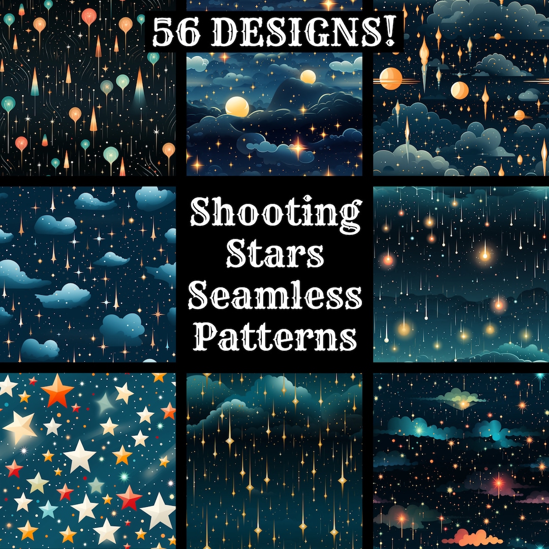 Shooting Stars Seamless Digital Paper, Printable Scrapbook Paper ...