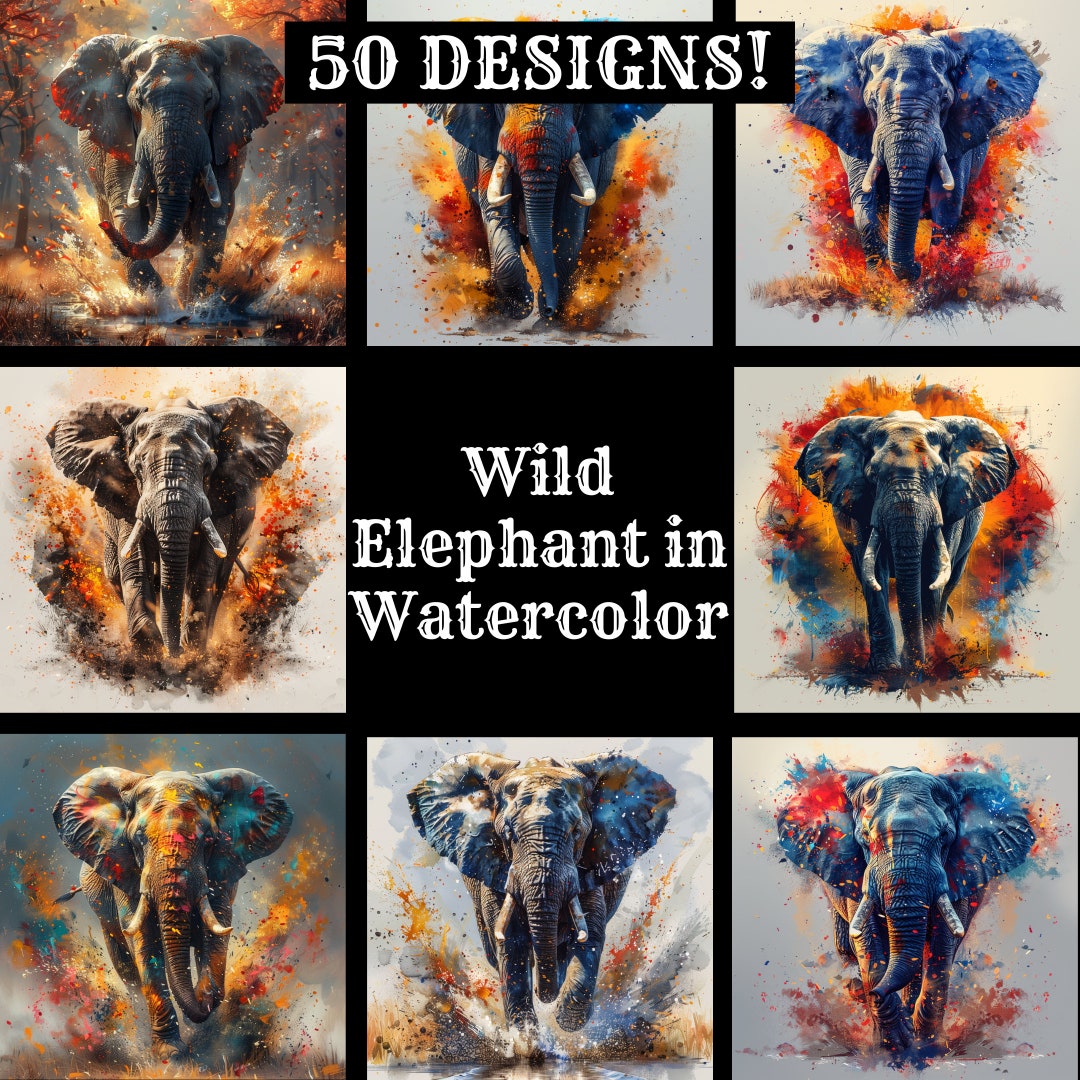 Watercolor Elephant Digital Paper: High-resolution Journal & Scrapbook ...