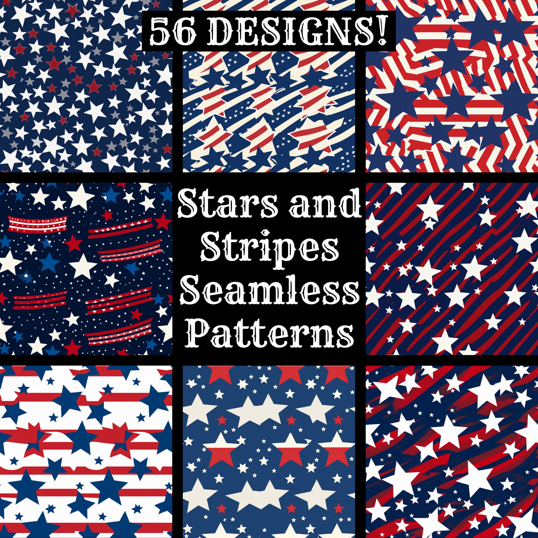 Stars and Stripes Seamless Digital Paper, Printable Scrapbook Paper ...