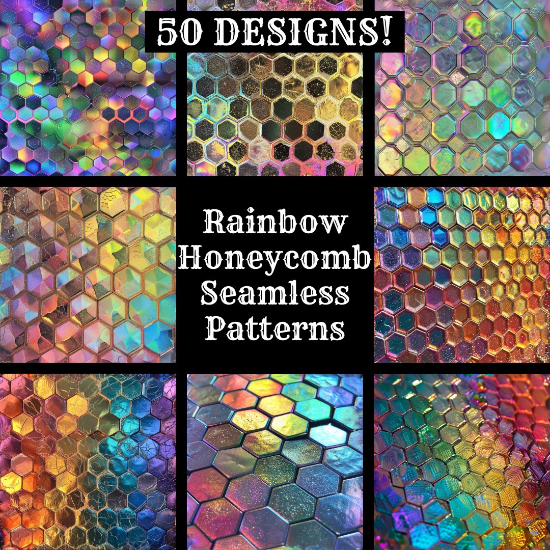 Rainbow Honeycomb Seamless Digital Paper Printable Scrapbook Paper ...