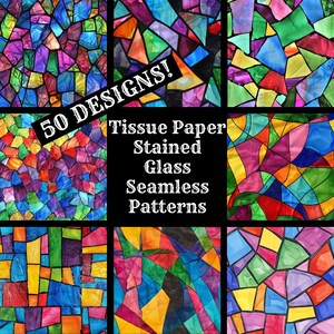 Stained Glass Seamless Pattern, Colorful Tissue Paper (digital Download ...