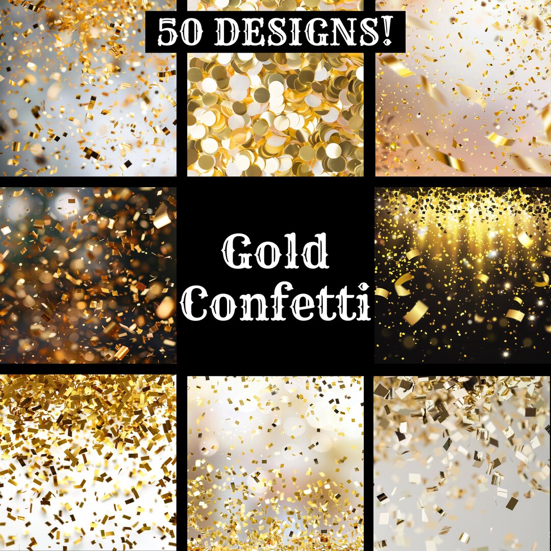Gold Confetti Digital Paper: Vintage Journal & Scrapbook Supplies ...