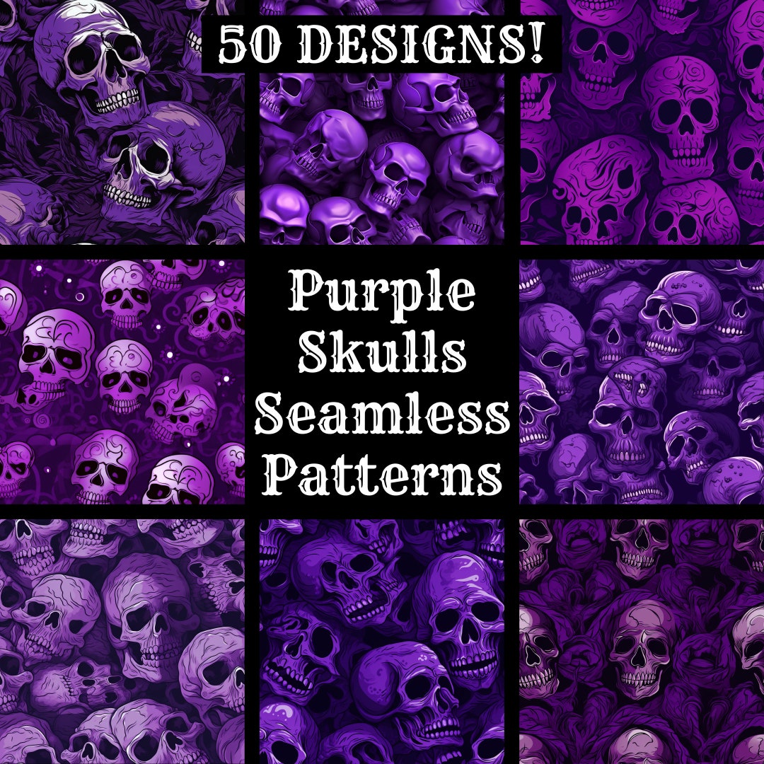 Purple Skulls Seamless Digital Paper, Printable Scrapbook Paper ...