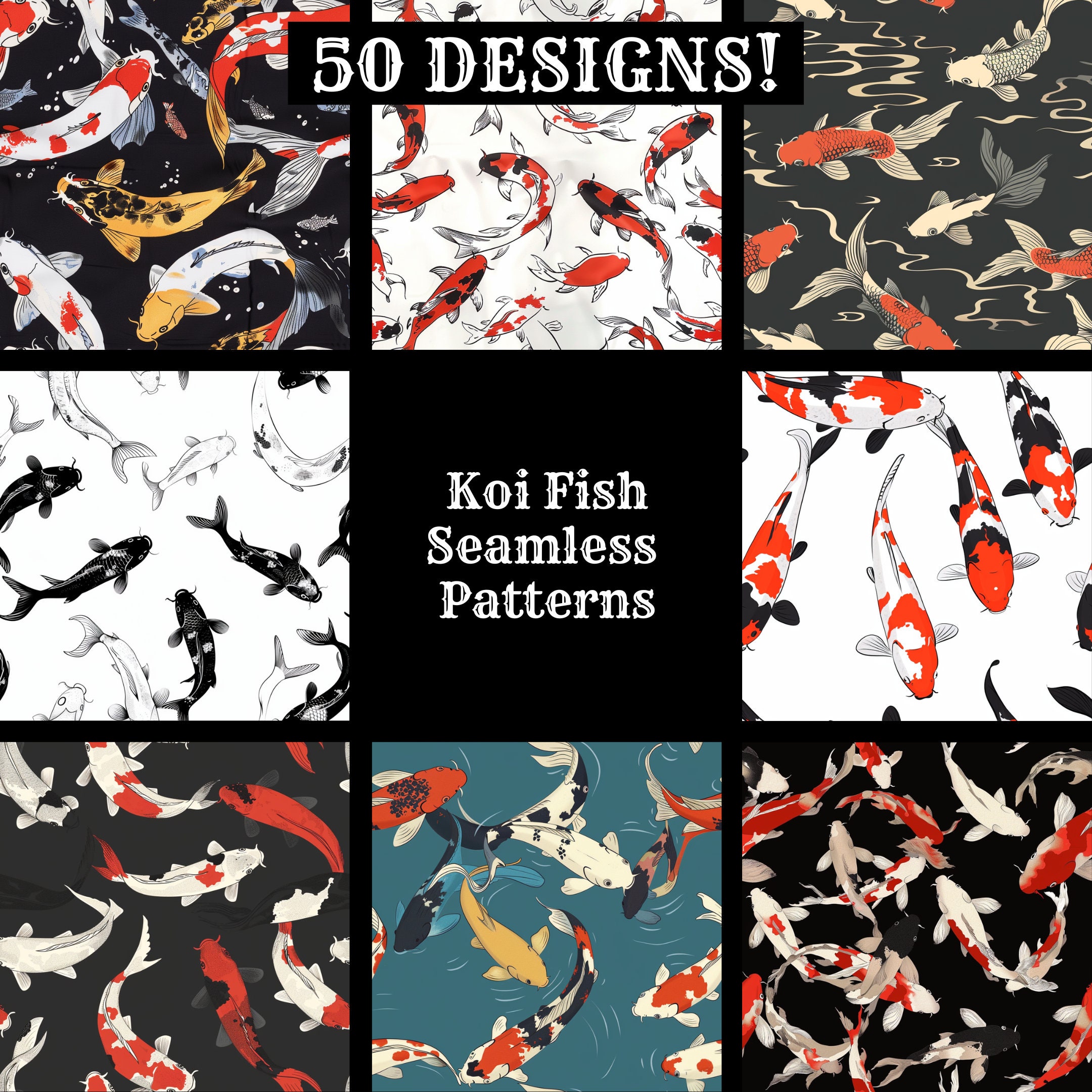 Koi Fish Seamless Digital Paper for Scrapbooking and Printing - Etsy