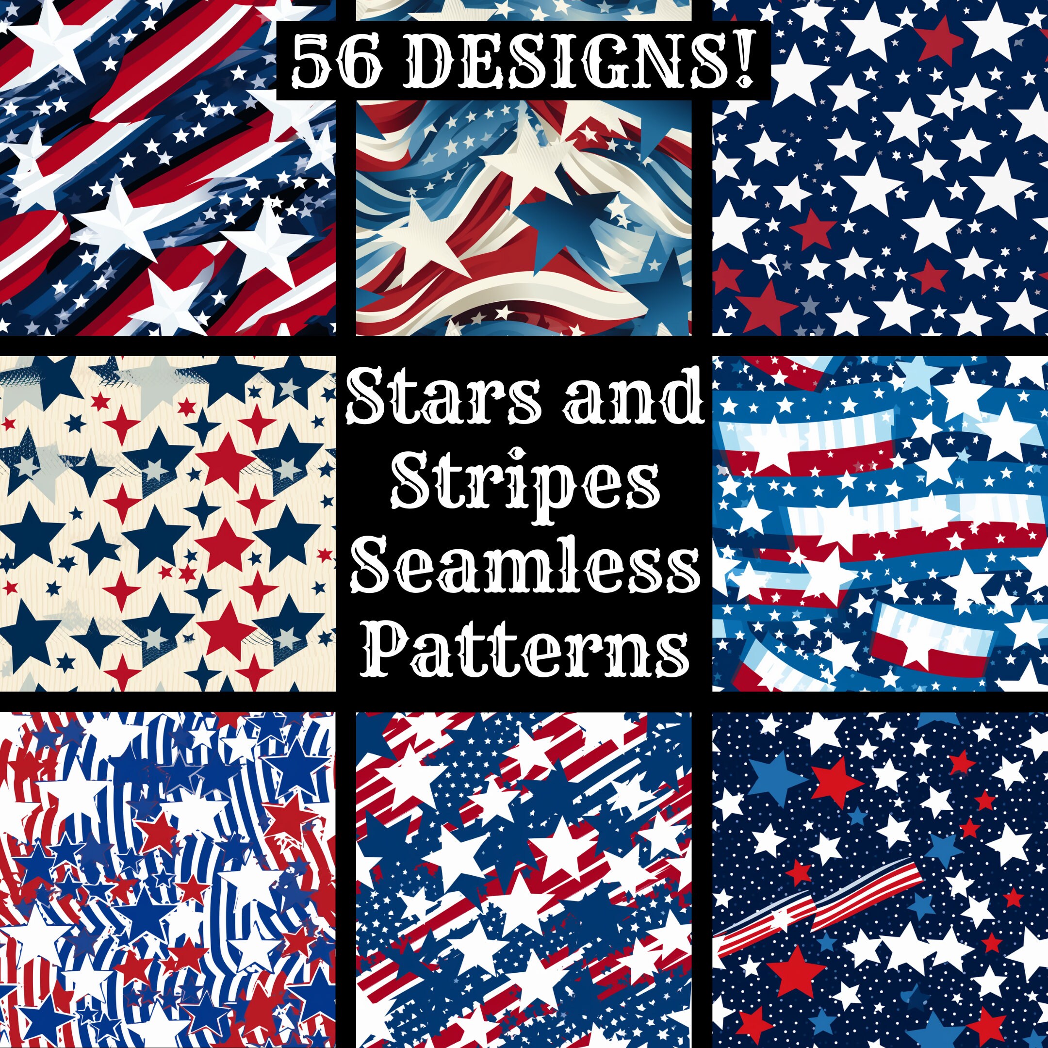 Stars and Stripes Seamless Digital Paper, Printable Scrapbook Paper ...